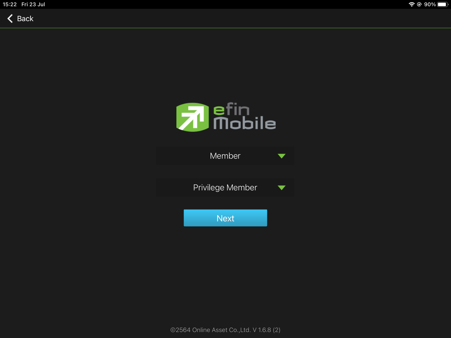 5. วิธีการเข้าใช้งาน eFin Mobile HD (Member User) – Help Online